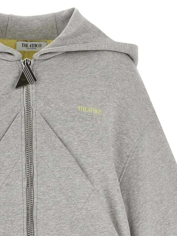 Attico Logo Embroidered Zip-up Fleece Hoodie