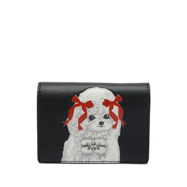 GANNI Puppy Print Calf Leather Clutch Bag - Black