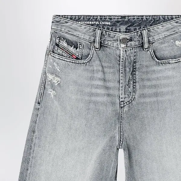 DIESEL® Grey Wash Distressed Denim Bermuda Shorts