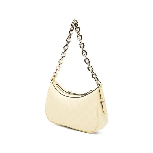 Gucci Light Logo Print Calf Leather Shoulder Bag