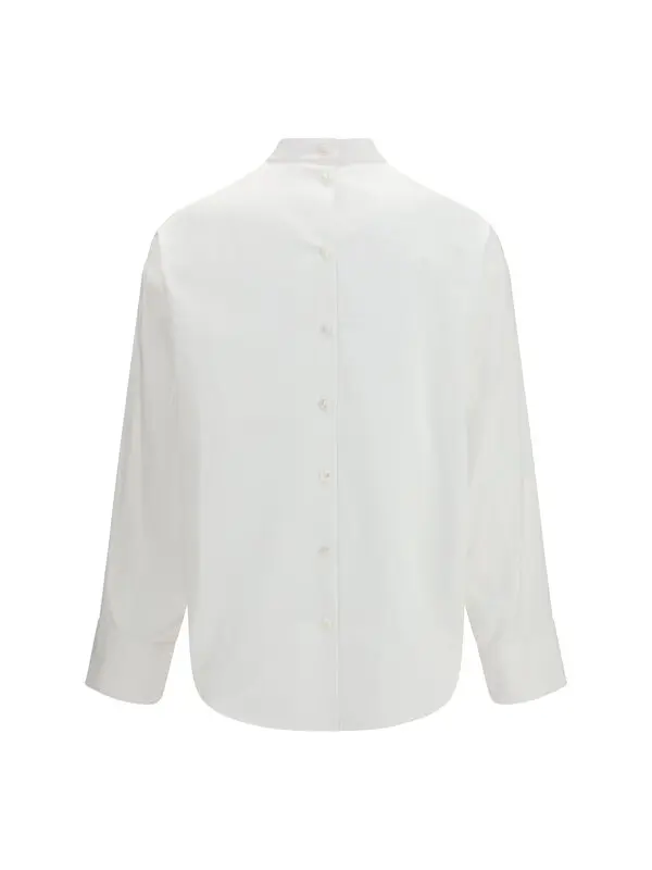 Alaïa Layered Shirt With High Neckline And Button Closure - White
