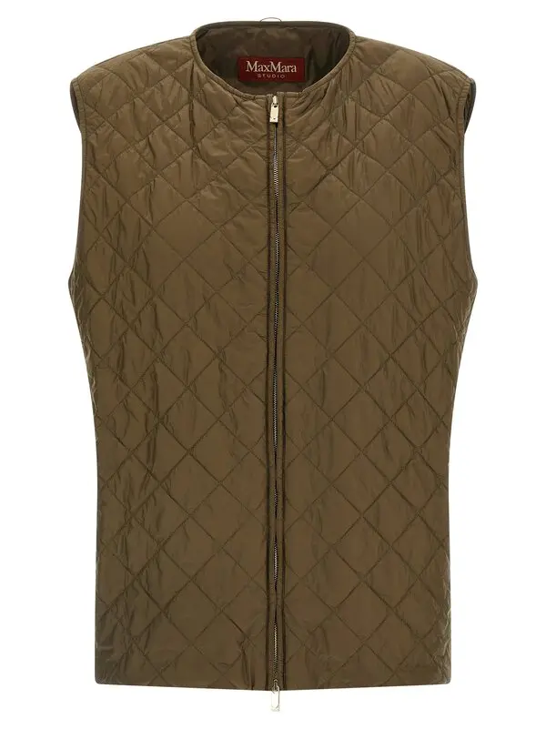 Max Mara Wool Silk Padded Coat With Removable Vest