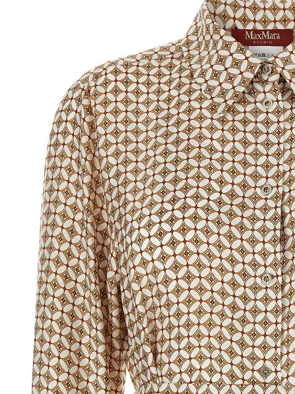 Max Mara Msttenuta' Silk Twill Shirt With Scarf Print And Belt