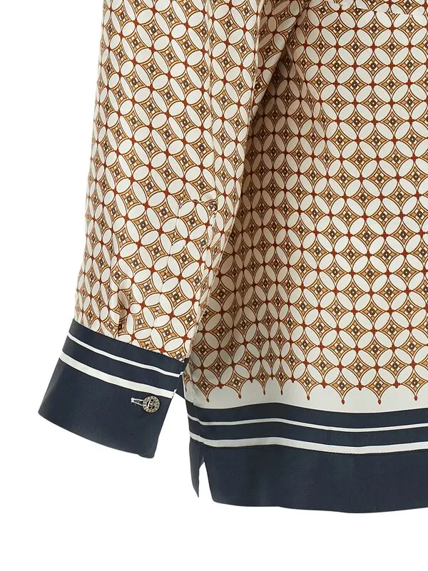 Max Mara Msttenuta' Silk Twill Shirt With Scarf Print And Belt