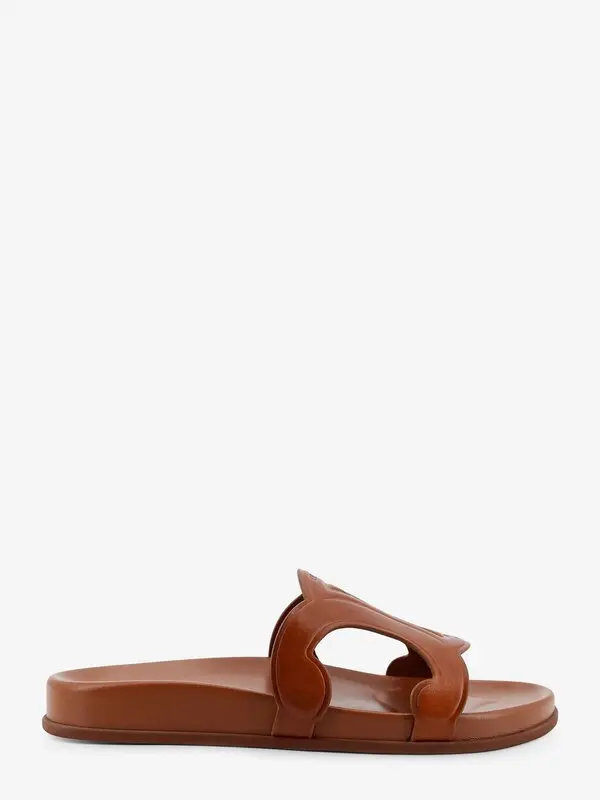 Celine Triomphe Leather Sandals - Tan