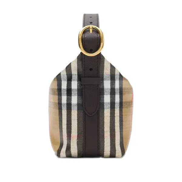 Burberry Check Pattern Mini Bag With Leather Trim