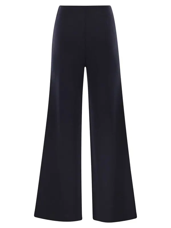 Max Mara Viscose Crêpe Knit Trousers - Blue