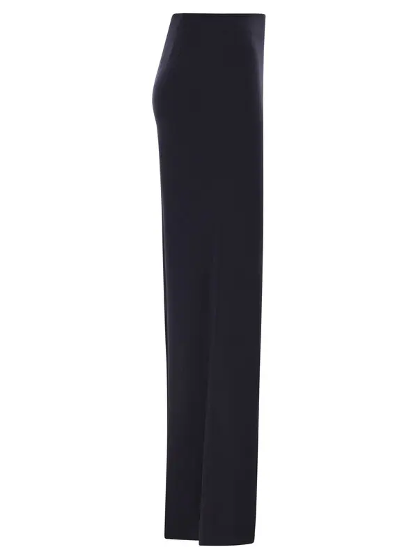 Max Mara Viscose Crêpe Knit Trousers - Blue