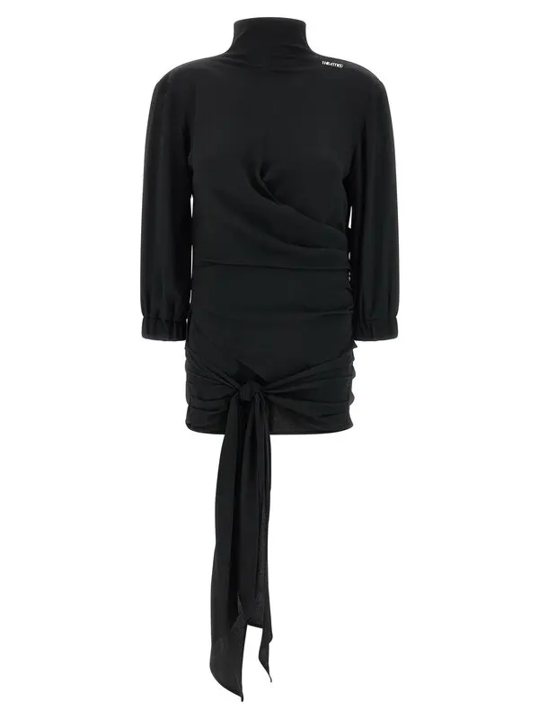 Attico Sash Detail High Neck 3/4 Sleeve Top