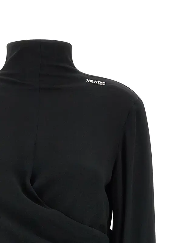 Attico Sash Detail High Neck 3/4 Sleeve Top