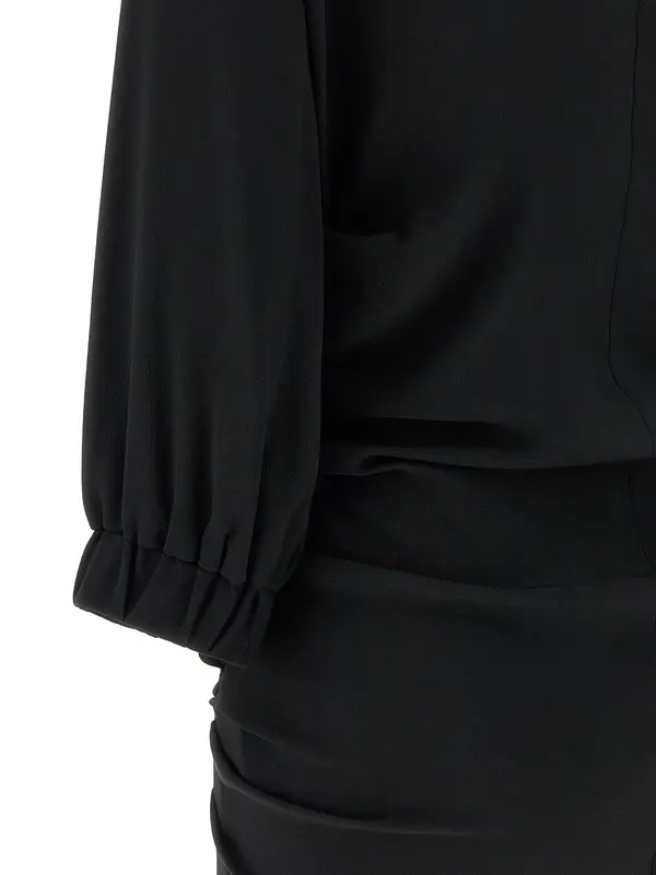 Attico Sash Detail High Neck 3/4 Sleeve Top