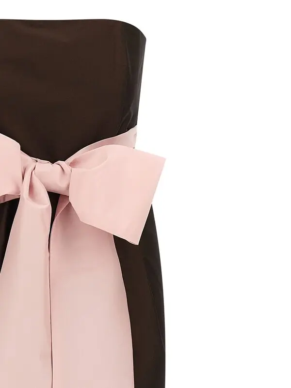 Bernadette Lina Taffeta Off-the-shoulder Dress With Maxi Bow - Brown