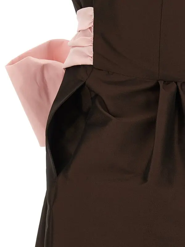 Bernadette Lina Taffeta Off-the-shoulder Dress With Maxi Bow - Brown