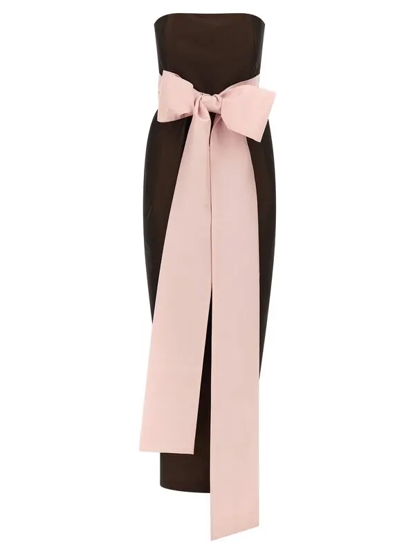 Bernadette Lina Taffeta Off-the-shoulder Dress With Maxi Bow - Brown