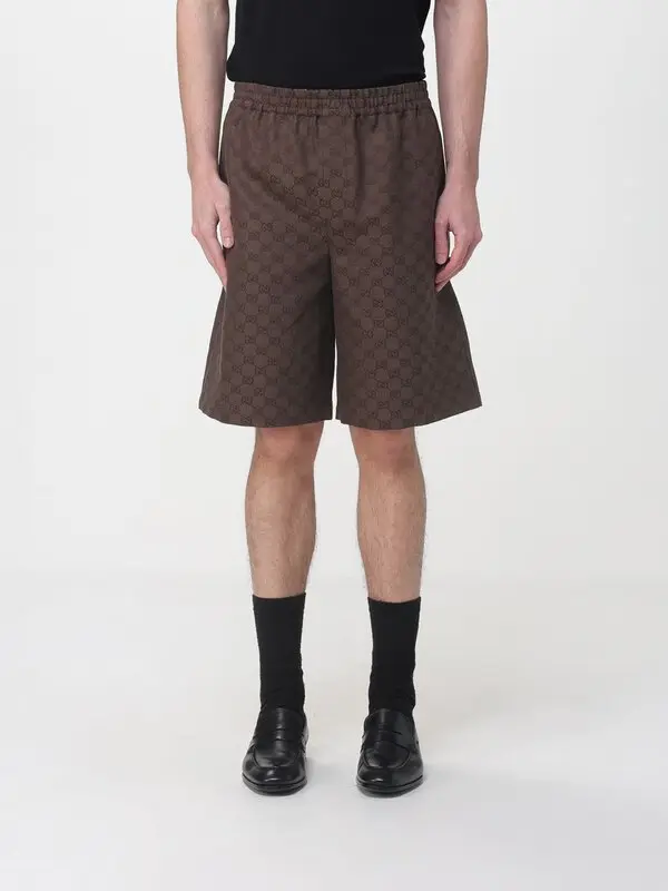 Gucci Monogrammed Linen Blend Shorts