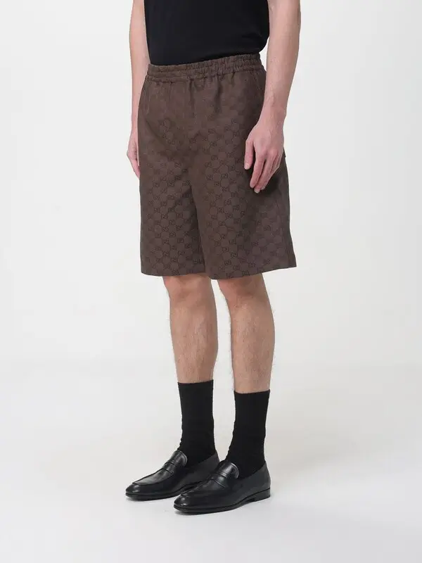 Gucci Monogrammed Linen Blend Shorts