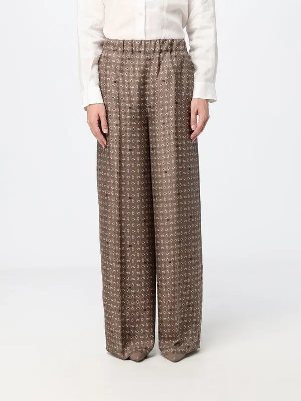 Max Mara Printed Wide Leg Trousers - Brown