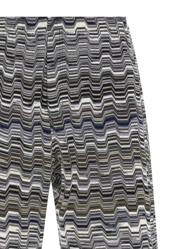 Missoni Jacquard Irregular Zigzag Knit Cotton Bermuda Shorts