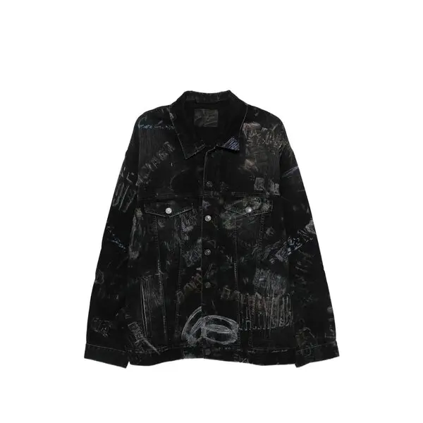 Balenciaga Graphic Print Cotton Shirt Jacket - Black