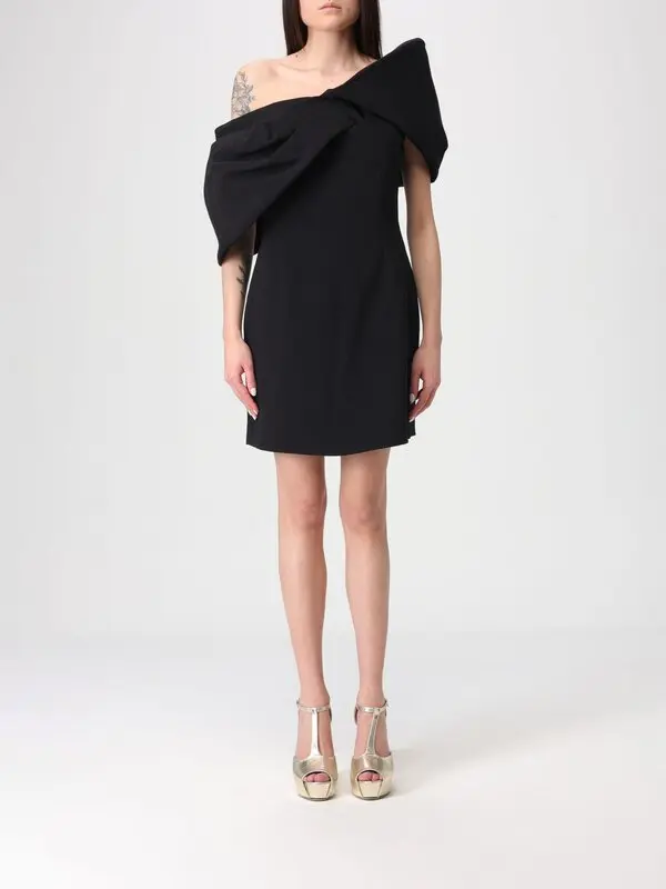 Solace London Asymmetrical Bow Dress - Black
