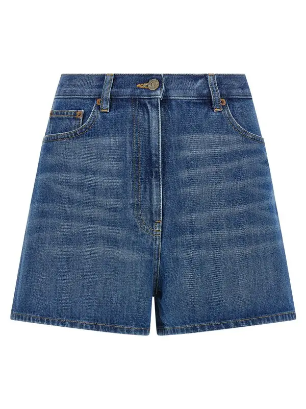 Valentino Garavani Vgold Denim Shorts - Blue