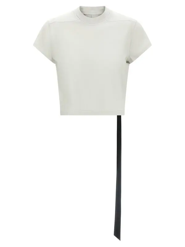 Rick Owens Cropped Jersey T-shirt With Tie Detail - Gray
