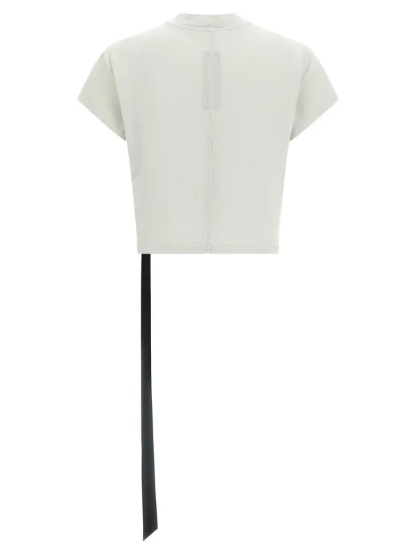 Rick Owens Cropped Jersey T-shirt With Tie Detail - Gray