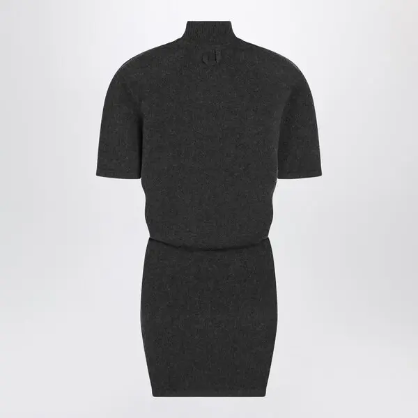 Jacquemus Dark Grey Wool And Cashmere Dress With J Detail