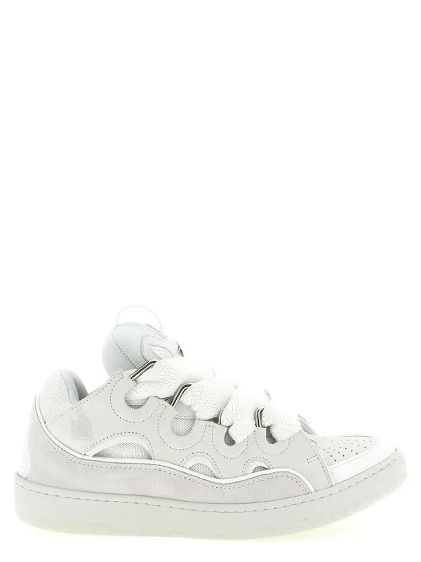 LANVIN Curb Sneakers In Calf Leather, Suede, And Mesh - White