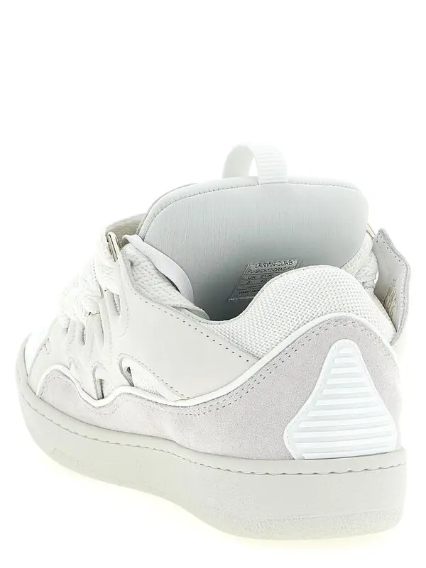 LANVIN Curb Sneakers In Calf Leather, Suede, And Mesh - White