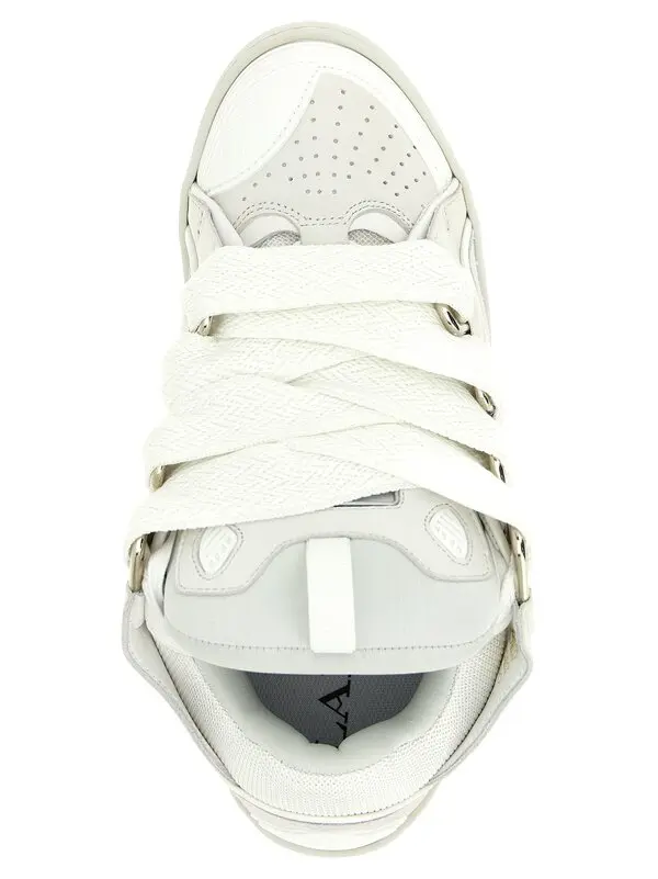 LANVIN Curb Sneakers In Calf Leather, Suede, And Mesh - White