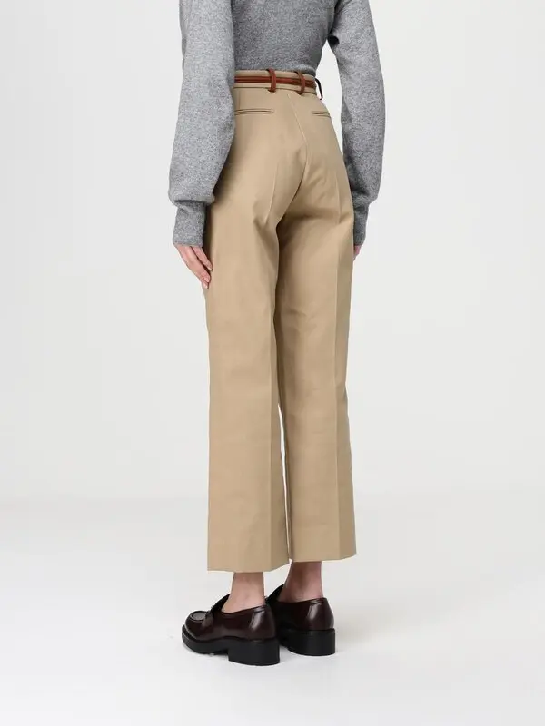 Gucci Beige Cotton Pants With Belt Detail