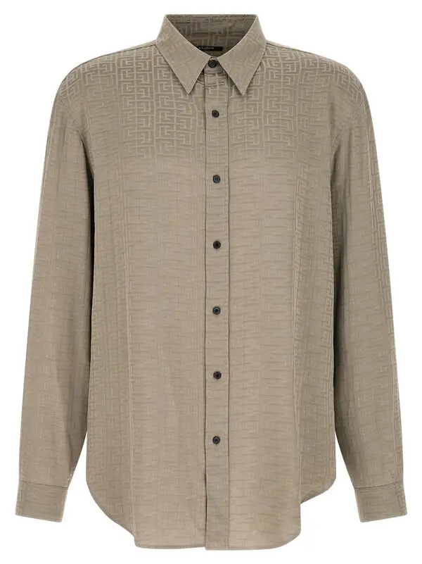 Balmain Jacquard Monogram Shirt - Taupe