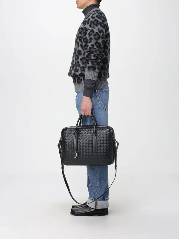Bottega Veneta Grey Wool Leopard Print Pullover Sweater - Gray