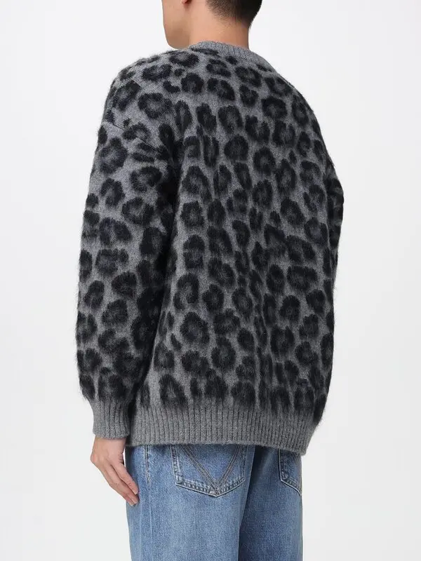 Bottega Veneta Grey Wool Leopard Print Pullover Sweater - Gray