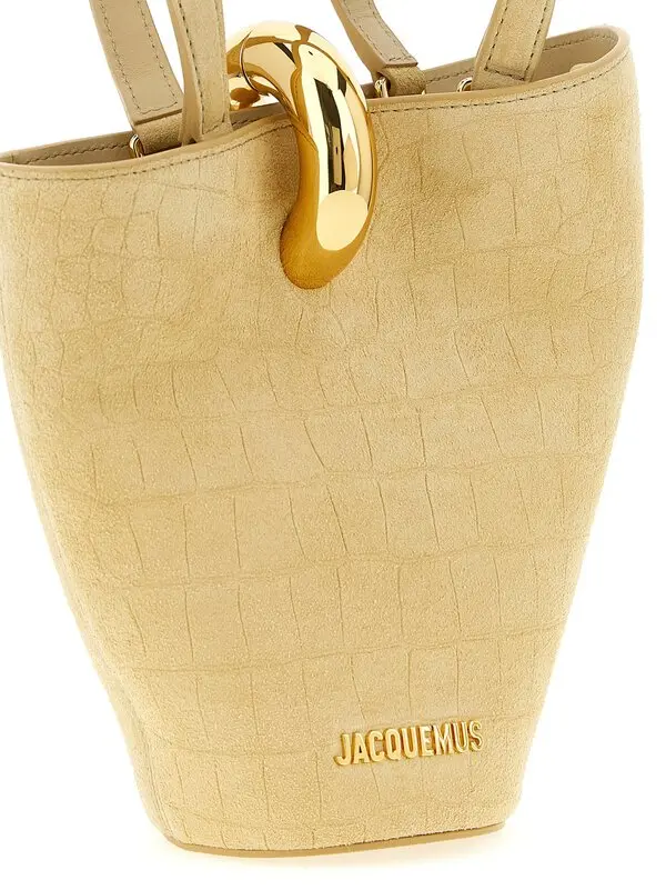 Jacquemus Le Petit Bambola Mini Handbag In Suede - Cream