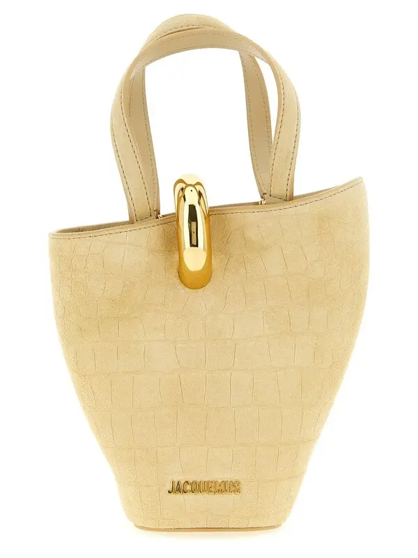 Jacquemus Le Petit Bambola Mini Handbag In Suede - Cream