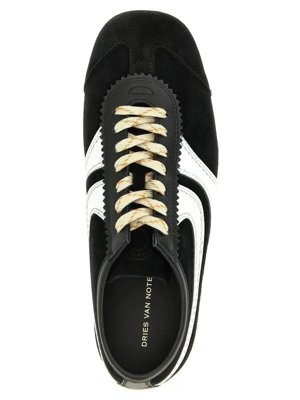 Dries Van Noten Suede Sneakers With Leather Details - Multicolor