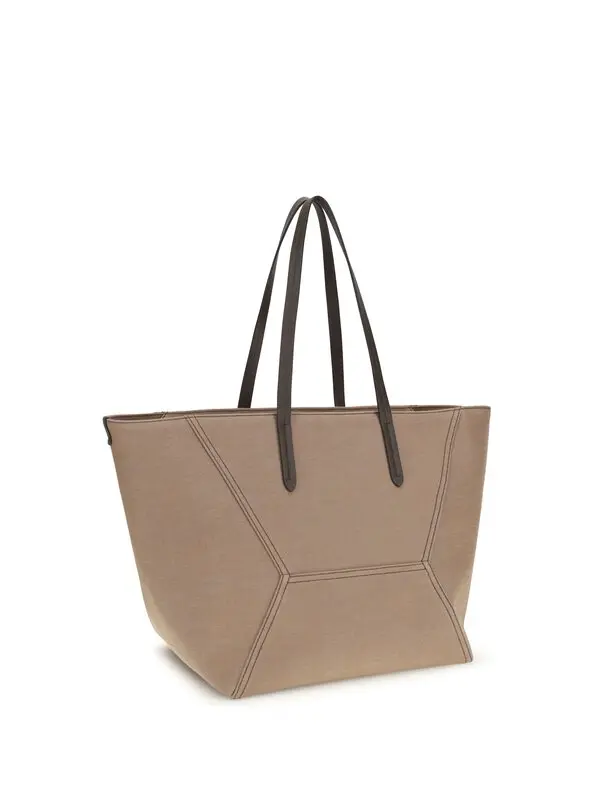 Brunello Cucinelli Canvas Bc Tote Bag - Cream