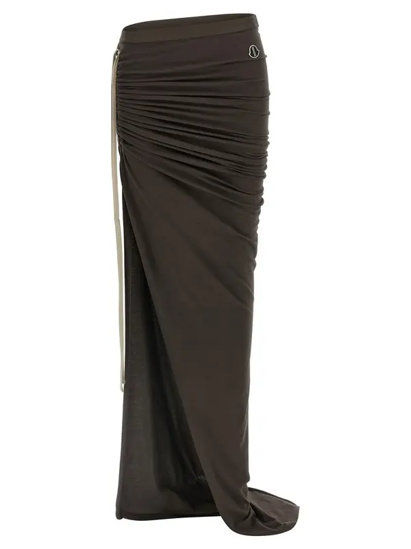 Rick Owens Moncler X Adjustable Drawstring Skirt - Brown