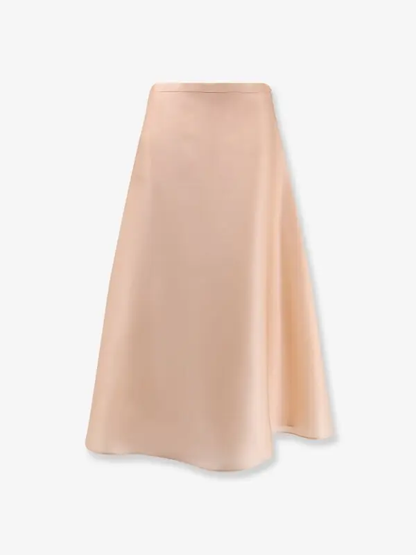 Alberta Ferretti Silk Flared Skirt - Cream
