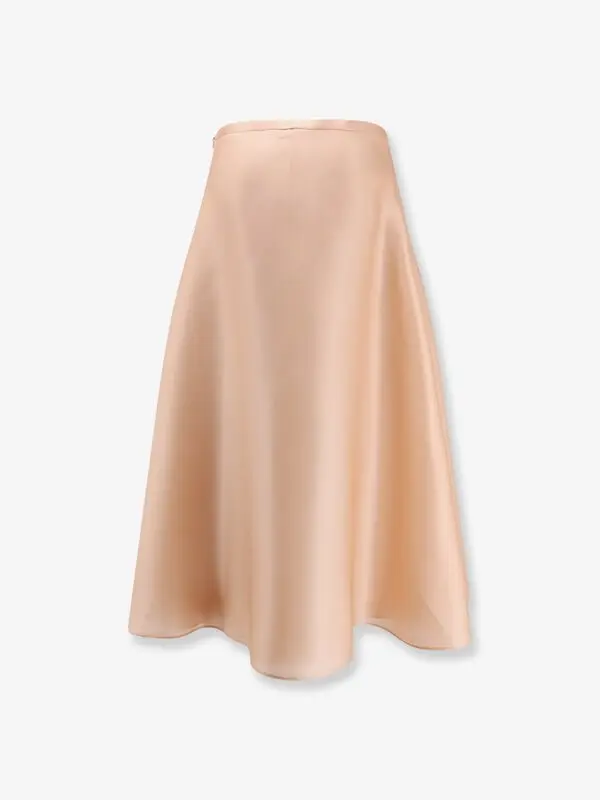 Alberta Ferretti Silk Flared Skirt - Cream