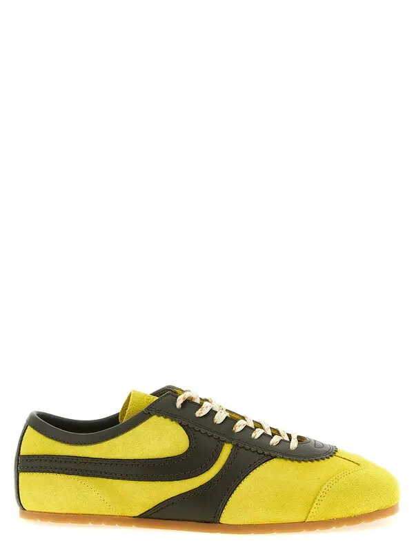 Dries Van Noten Suede Sneakers With Contrasting Leather Details - Yellow