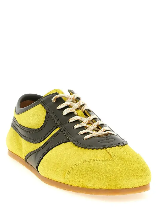 Dries Van Noten Suede Sneakers With Contrasting Leather Details - Yellow