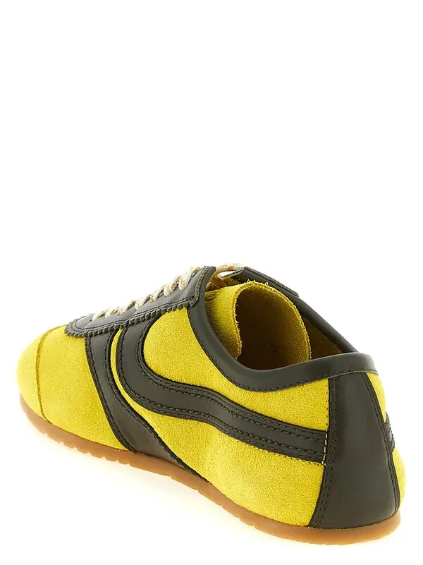 Dries Van Noten Suede Sneakers With Contrasting Leather Details - Yellow