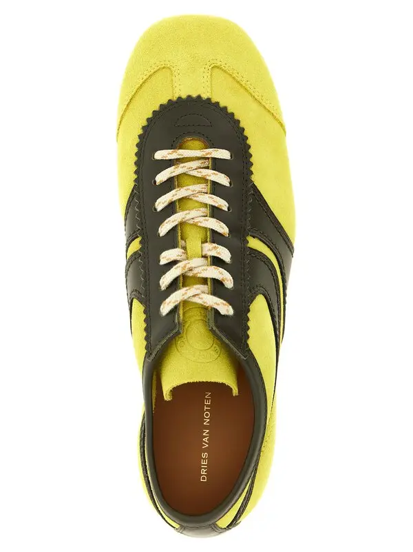 Dries Van Noten Suede Sneakers With Contrasting Leather Details - Yellow