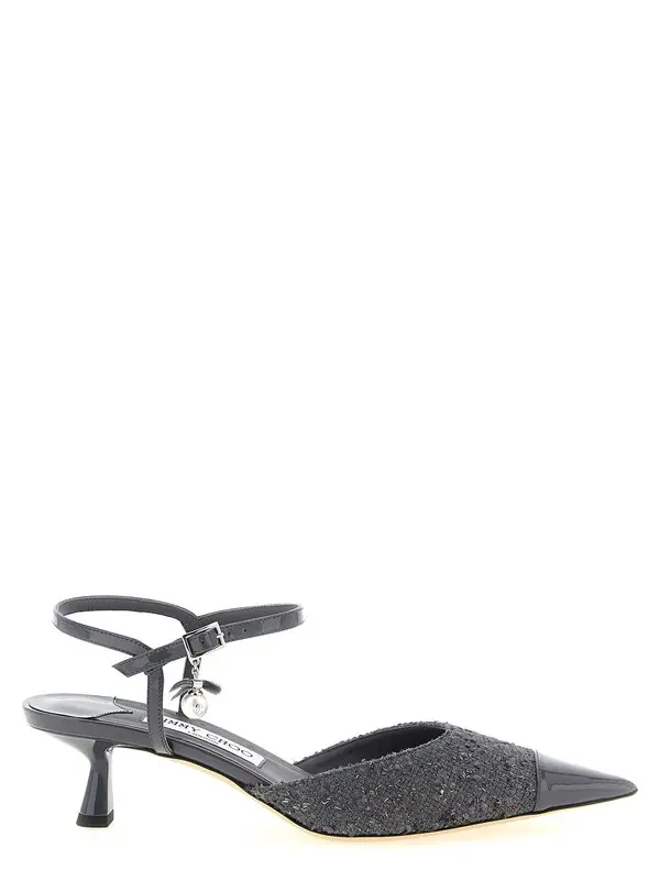 JIMMY CHOO Aren' Slingback Heels With Pearl Detail - Gray