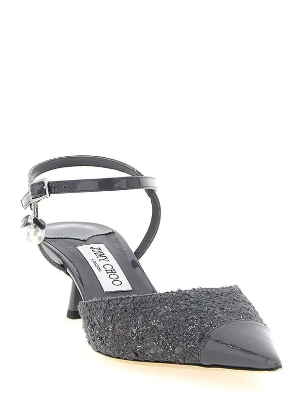 JIMMY CHOO Aren' Slingback Heels With Pearl Detail - Gray