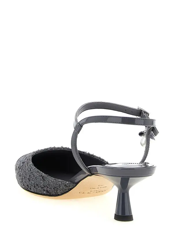 JIMMY CHOO Aren' Slingback Heels With Pearl Detail - Gray