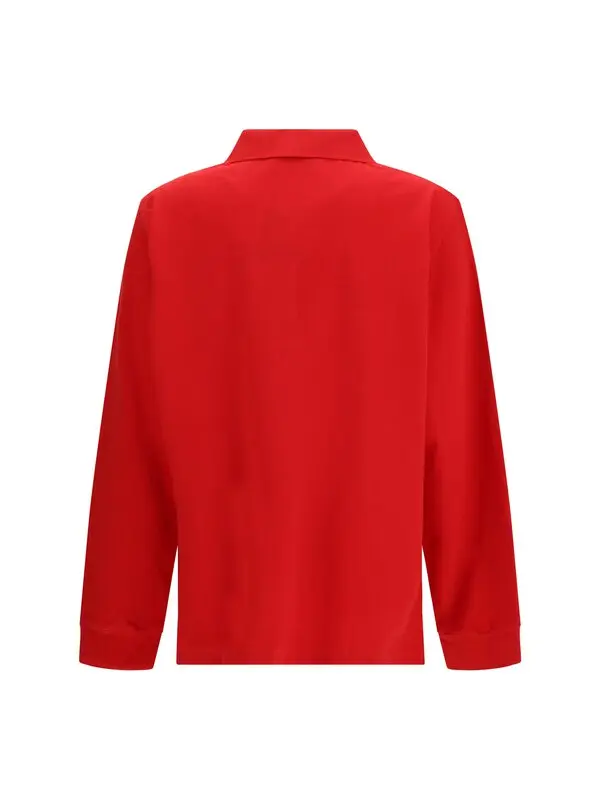 Prada Long Sleeve Cotton Piqué Polo